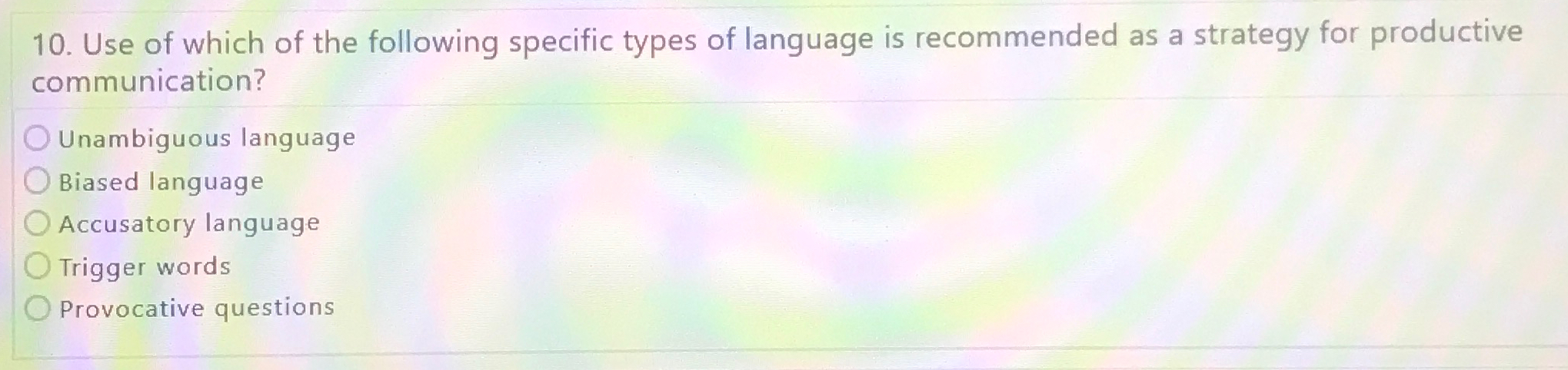 Solved Use of which of the following specific types of | Chegg.com