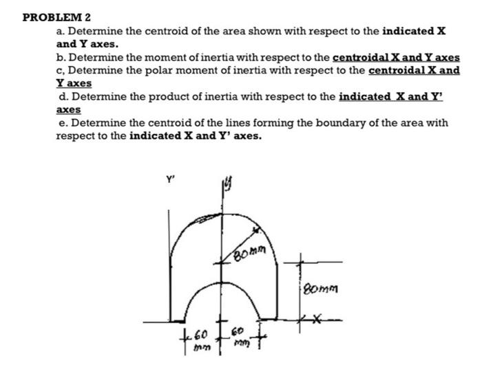 Solved PROBLEM 2 a. Determine the centroid of the area shown | Chegg.com