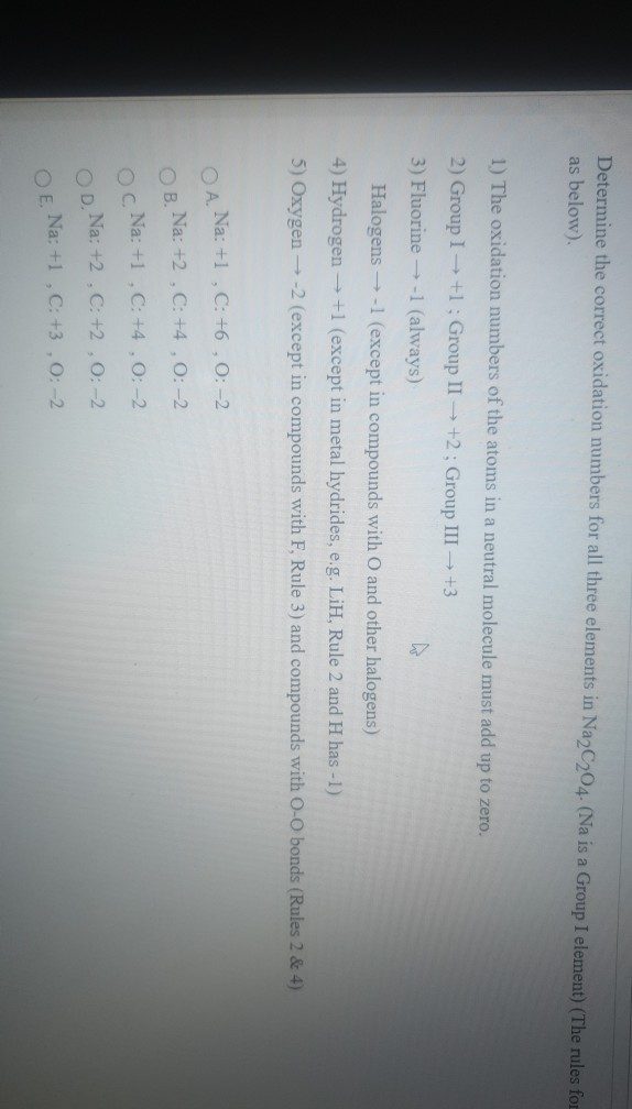 Solved Determine the correct oxidation numbers for all three | Chegg.com