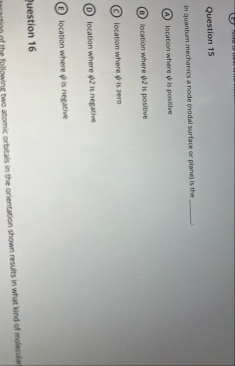 Solved Question 15In quantum mechanics a node (nodal surface | Chegg.com