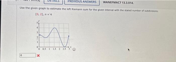 Solved 8 Use the given graph to estimate the left Riemann | Chegg.com
