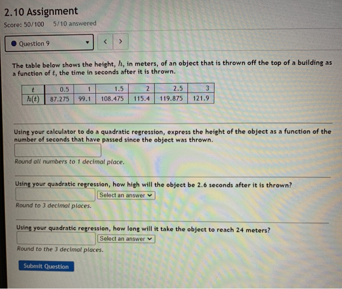 Solved 2.10 Assignment Score: 50/100 5/10 answered Question | Chegg.com Solved 2.10 Assignment Score: 50/100 5/10 answered Question | Chegg.com