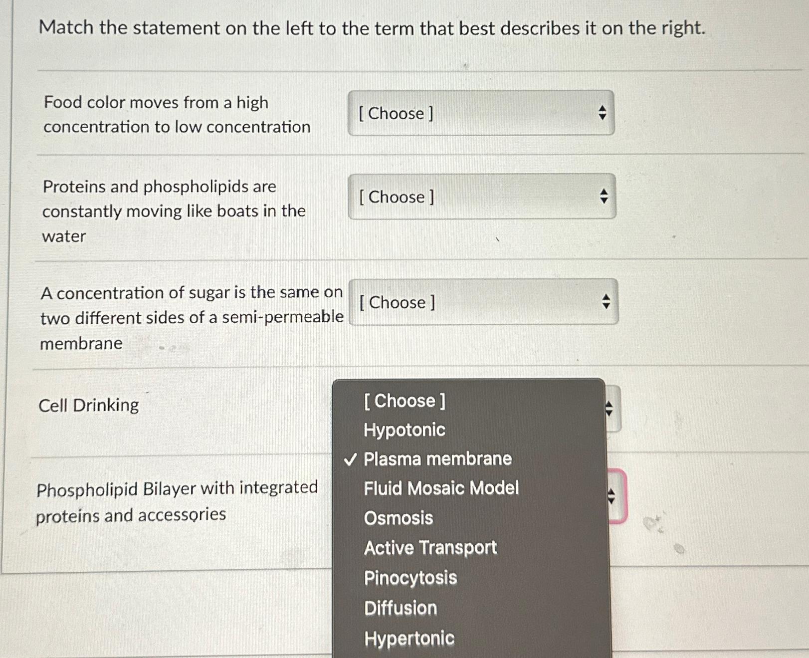 Solved Match the statement on the left to the term that best | Chegg.com