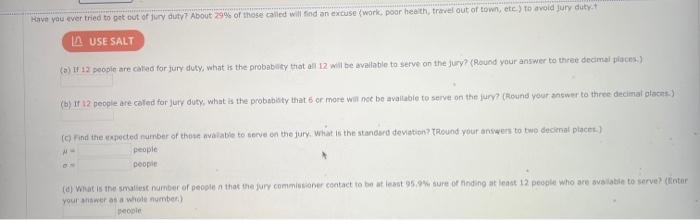 Solved Ca) If 12 boodin are caled for jury duty, what is the | Chegg.com