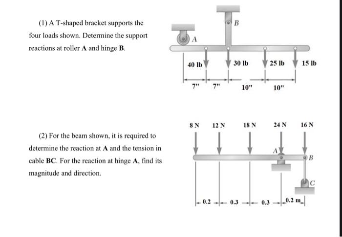 Solved 1 A T Shaped Bracket Supports The Four Loads Shown