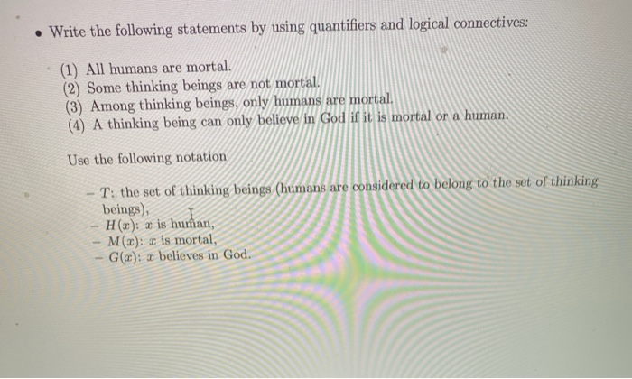 Solved • Write the following statements by using quantifiers | Chegg.com