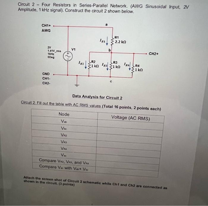 Solved Circuit 2 - Four Resistors in Series-Parallel | Chegg.com
