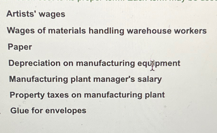 Solved Artists' wagesWages of materials handling warehouse | Chegg.com