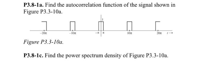 Solved P3.8-1a. Find the autocorrelation function of the | Chegg.com