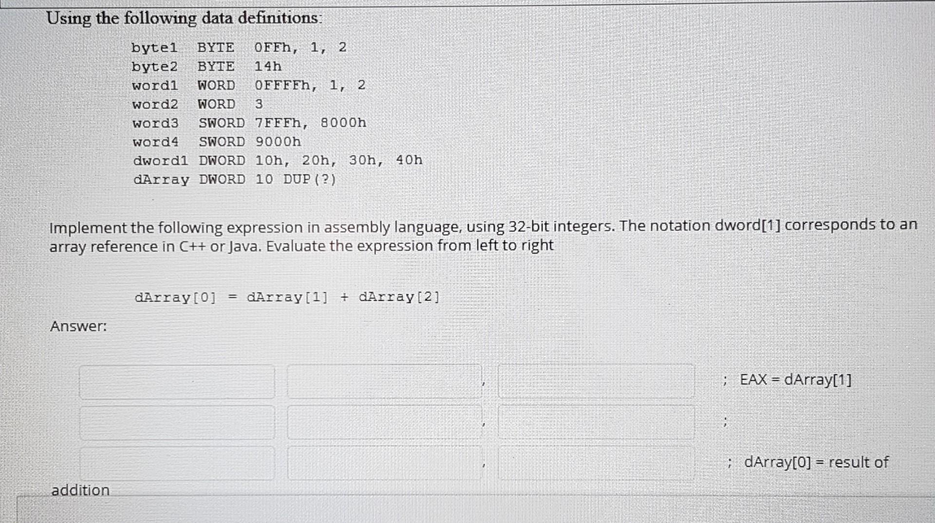 Solved QUESTION 11 Using the following data definitions: T | Chegg.com