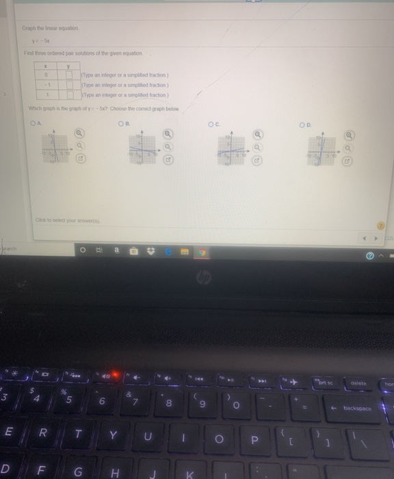 Solved graph the linear equation y=-5x. find three ordered | Chegg.com