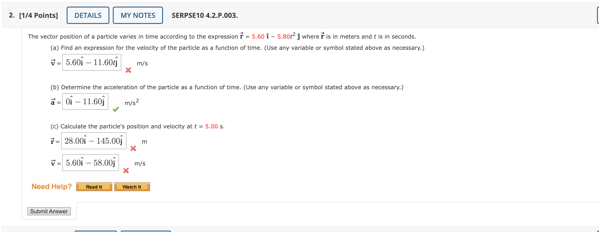 Solved The vector position of a particle varies in time | Chegg.com