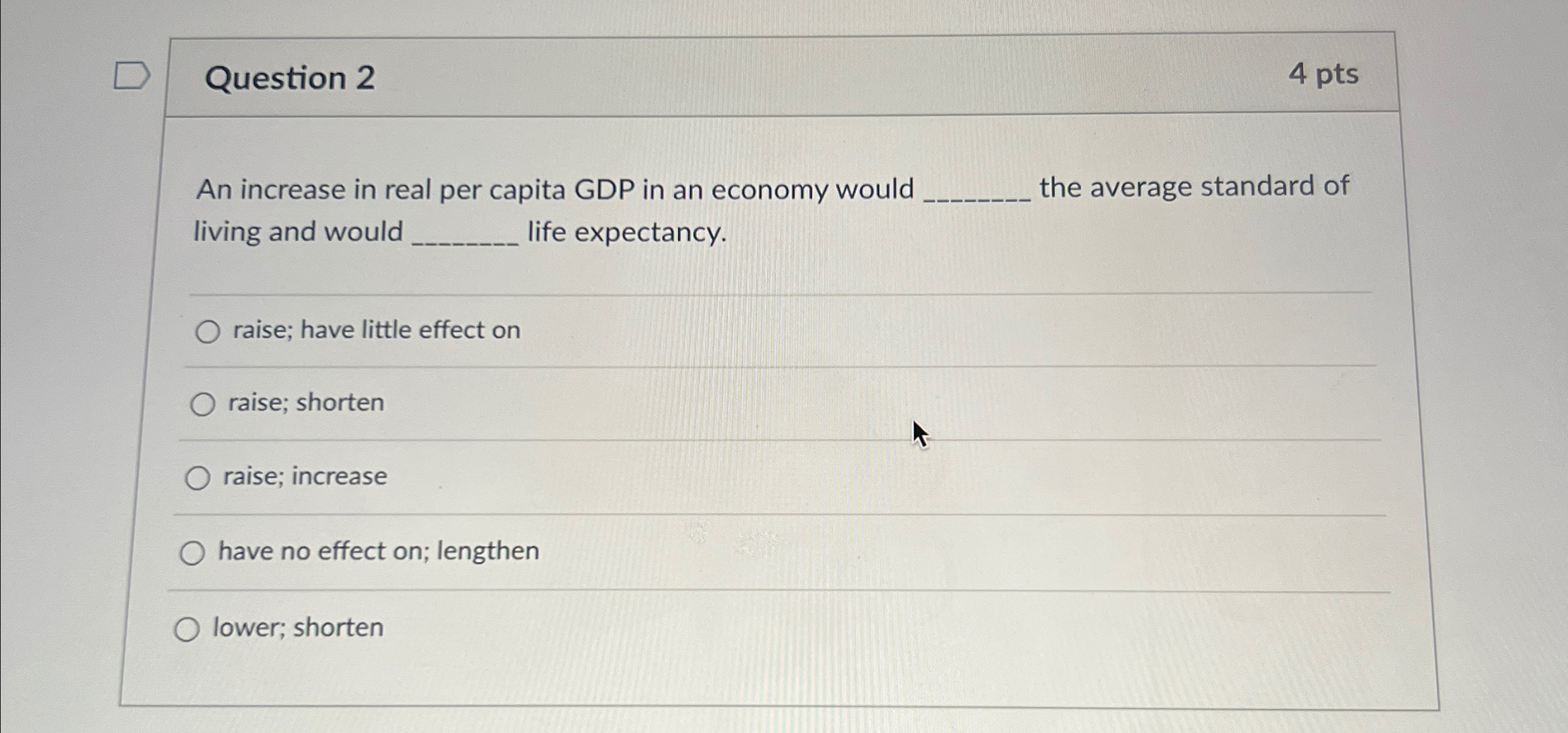 Solved Question 24 ﻿ptsAn increase in real per capita GDP in | Chegg.com