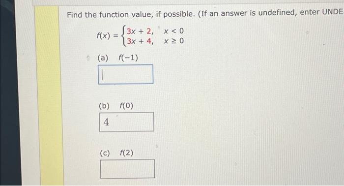Solved Find the function value, if possible. (If an answer | Chegg.com