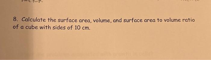 8. Calculate the surface area, volume, and surface | Chegg.com