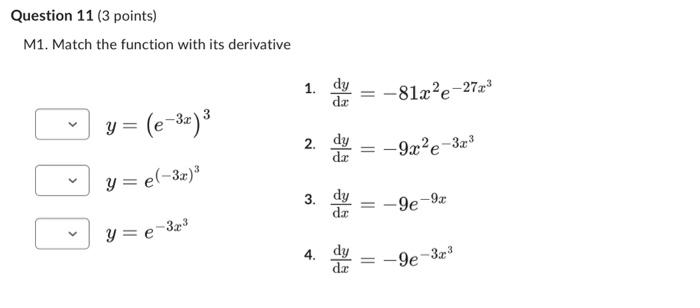 Solved M1. Match the function with its derivative 1. | Chegg.com