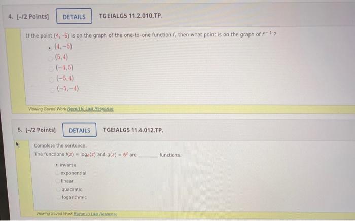 Solved 4. [-/2 points) DETAILS TGEIALGS 11.2.010.TP. if the | Chegg.com