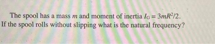 Solved The spool has a mass m and moment of inertia Ig = | Chegg.com