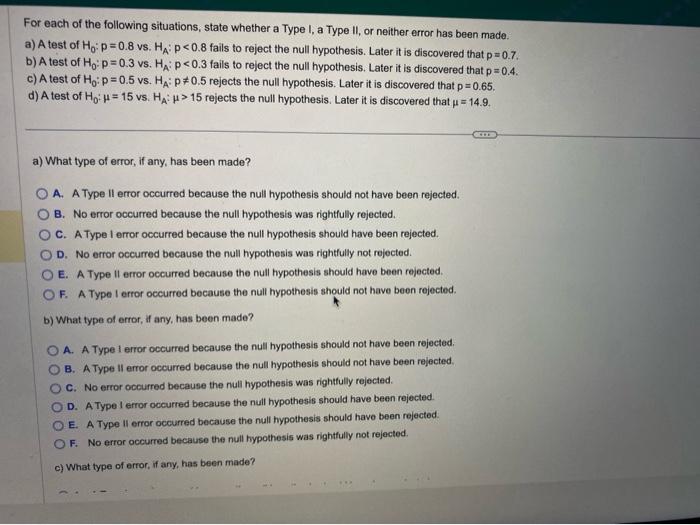 Solved For each of the following situations, state whether a | Chegg.com