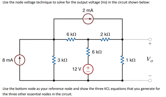 Solved Use the node voltage technique to solve for the | Chegg.com