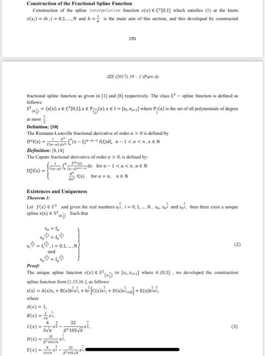Solved Construction Of The Fractional Spline Function