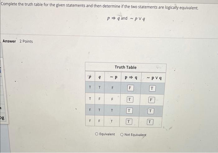 Solved Complete the truth table for the given statements and | Chegg.com