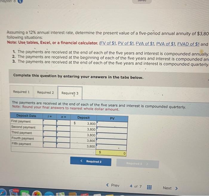 Solved Assuming a 12% annual interest rate, determine the | Chegg.com