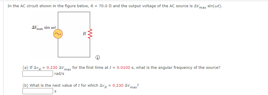 Solved In the AC ﻿circuit shown in the figure below, R=70.0Ω | Chegg.com