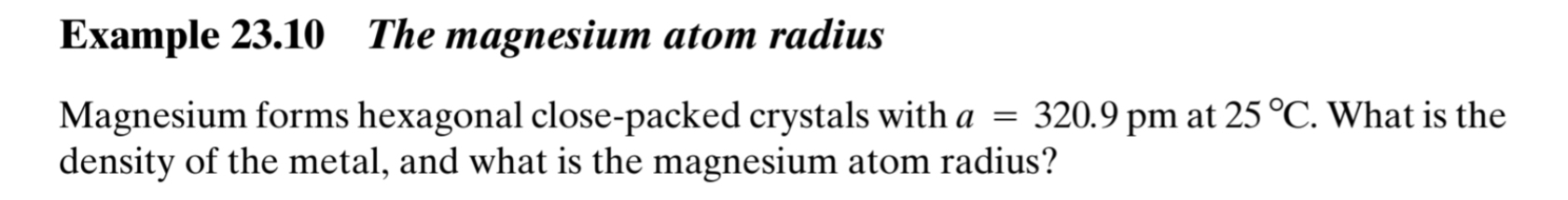 Solved Example 23.10 ﻿The magnesium atom radiusMagnesium | Chegg.com