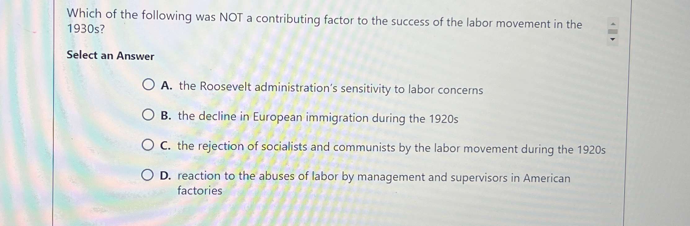 Solved Which of the following was NOT a contributing factor | Chegg.com