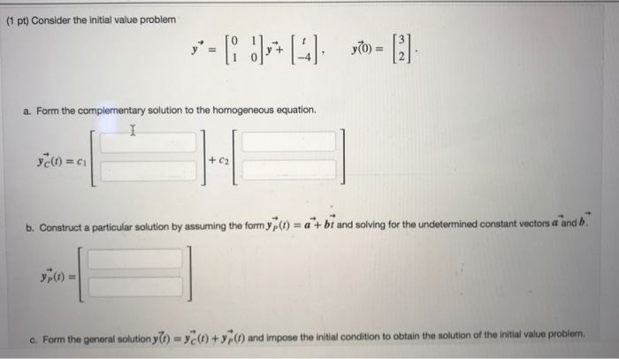 Solved (1 pt) Consider the initial value problem »-( )* (1) | Chegg.com