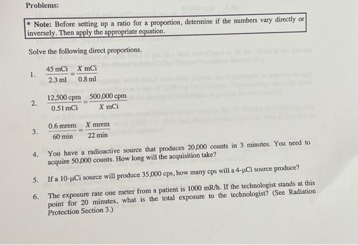 Solved * Note: Before setting up a ratio for a proportion, | Chegg.com
