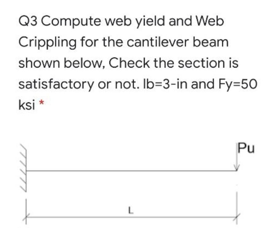 Q3 Compute web yield and Web Crippling for the | Chegg.com