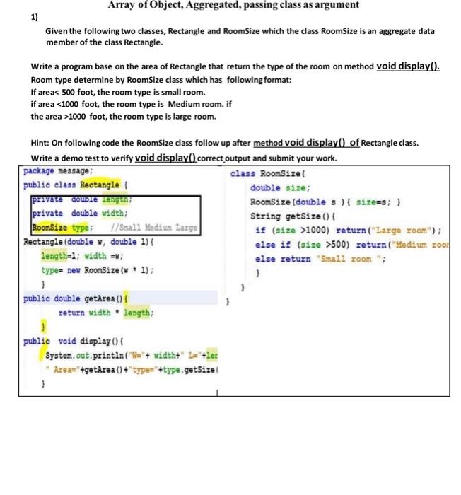 Solved Array of object, Aggregated, passing class as | Chegg.com