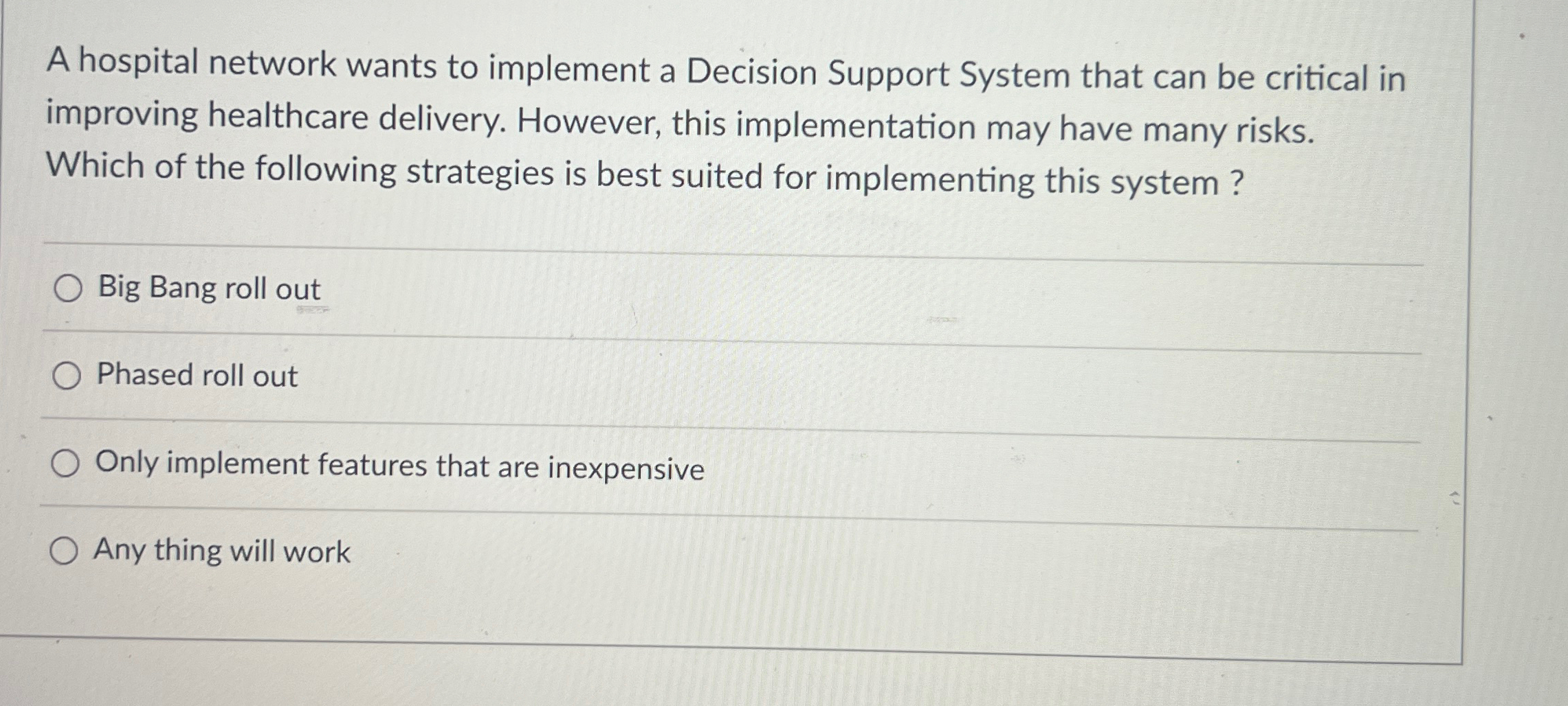 Solved A hospital network wants to implement a Decision | Chegg.com