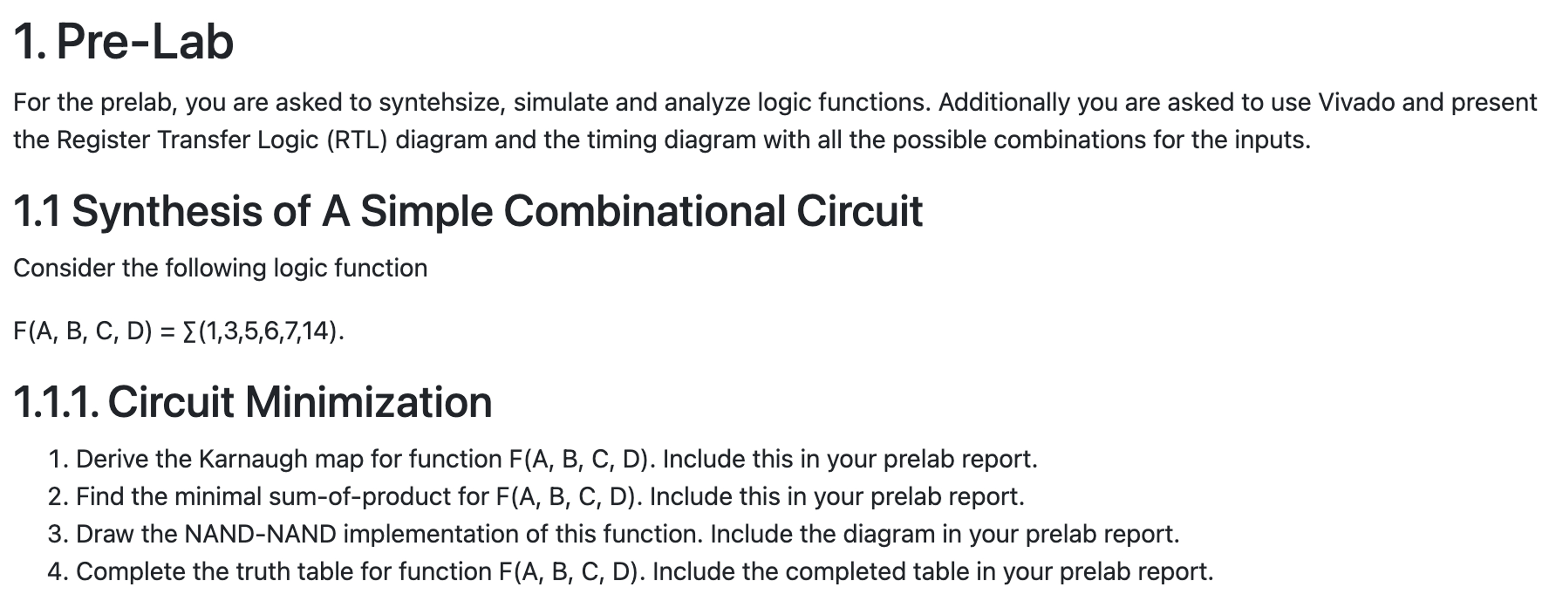 Solved Pre-LabFor the prelab, you are asked to syntehsize, | Chegg.com