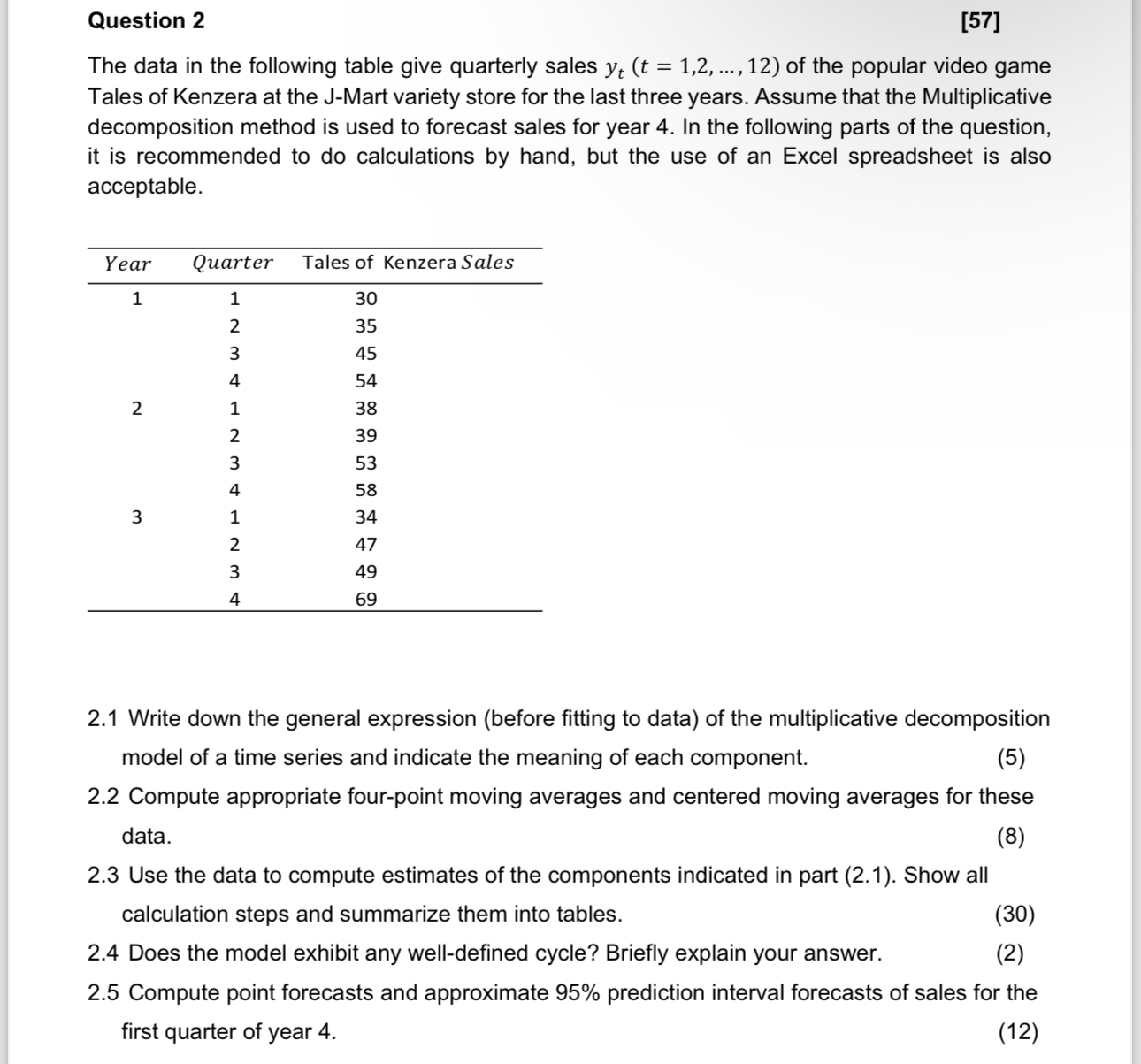 Solved Question 2The data in the following table give | Chegg.com