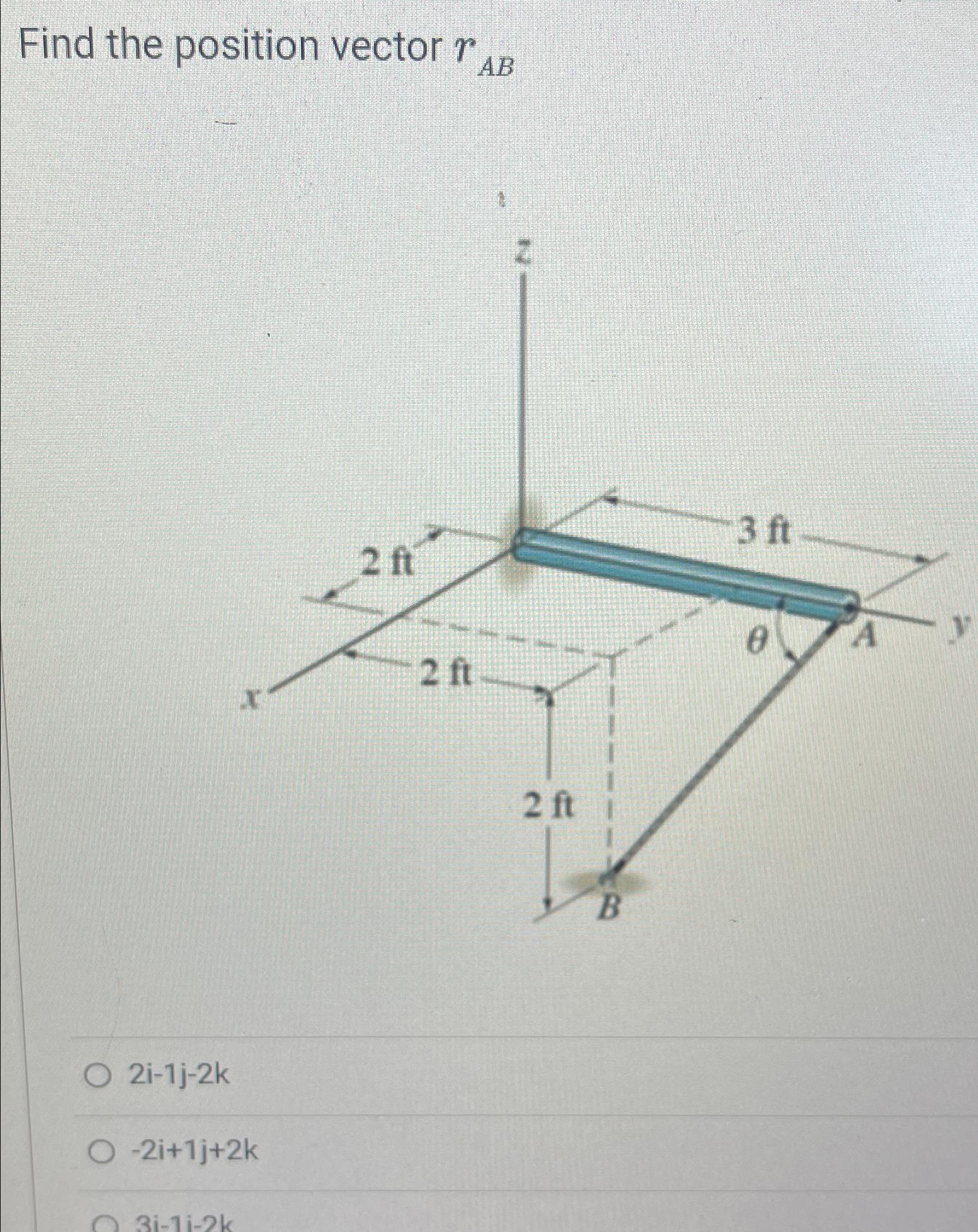 Solved Find the position vector rAB2i-1j-2k-2i+1j+2k | Chegg.com