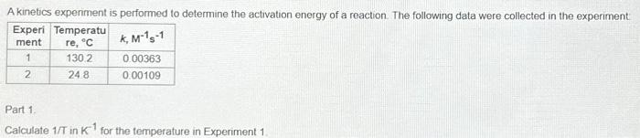 Solved A kinetics experiment is performed to determine the | Chegg.com