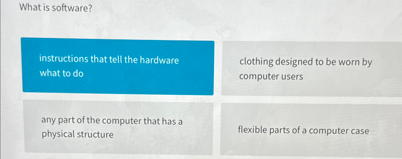 Solved What is software?instructions that tell the hardware | Chegg.com