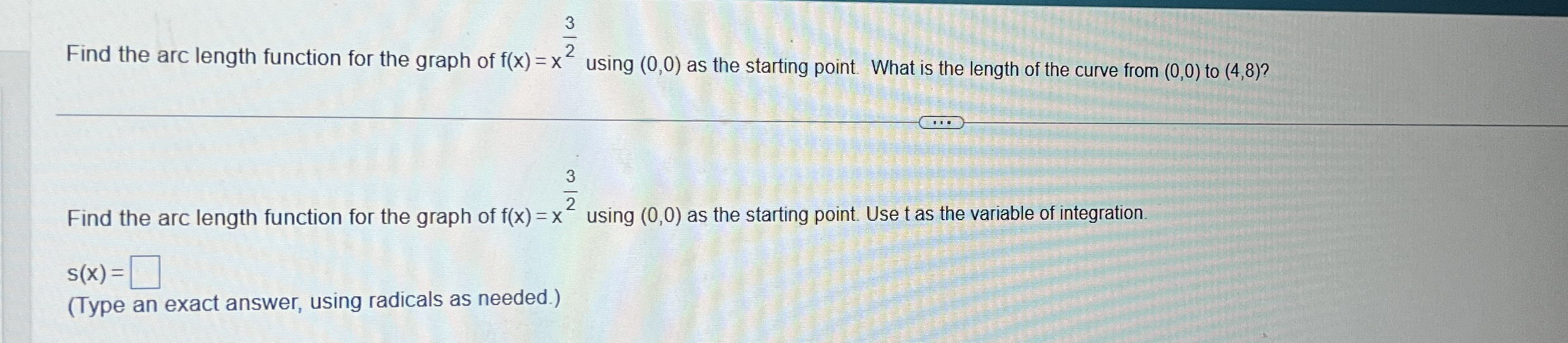 Solved Find the arc length function for the graph of | Chegg.com