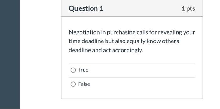 Solved Negotiation in purchasing calls for revealing your | Chegg.com