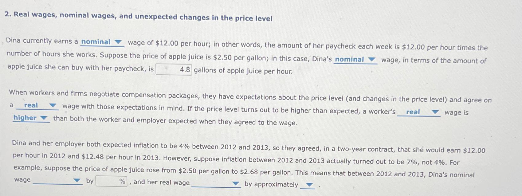 Solved Real wages, nominal wages, and unexpected changes in | Chegg.com