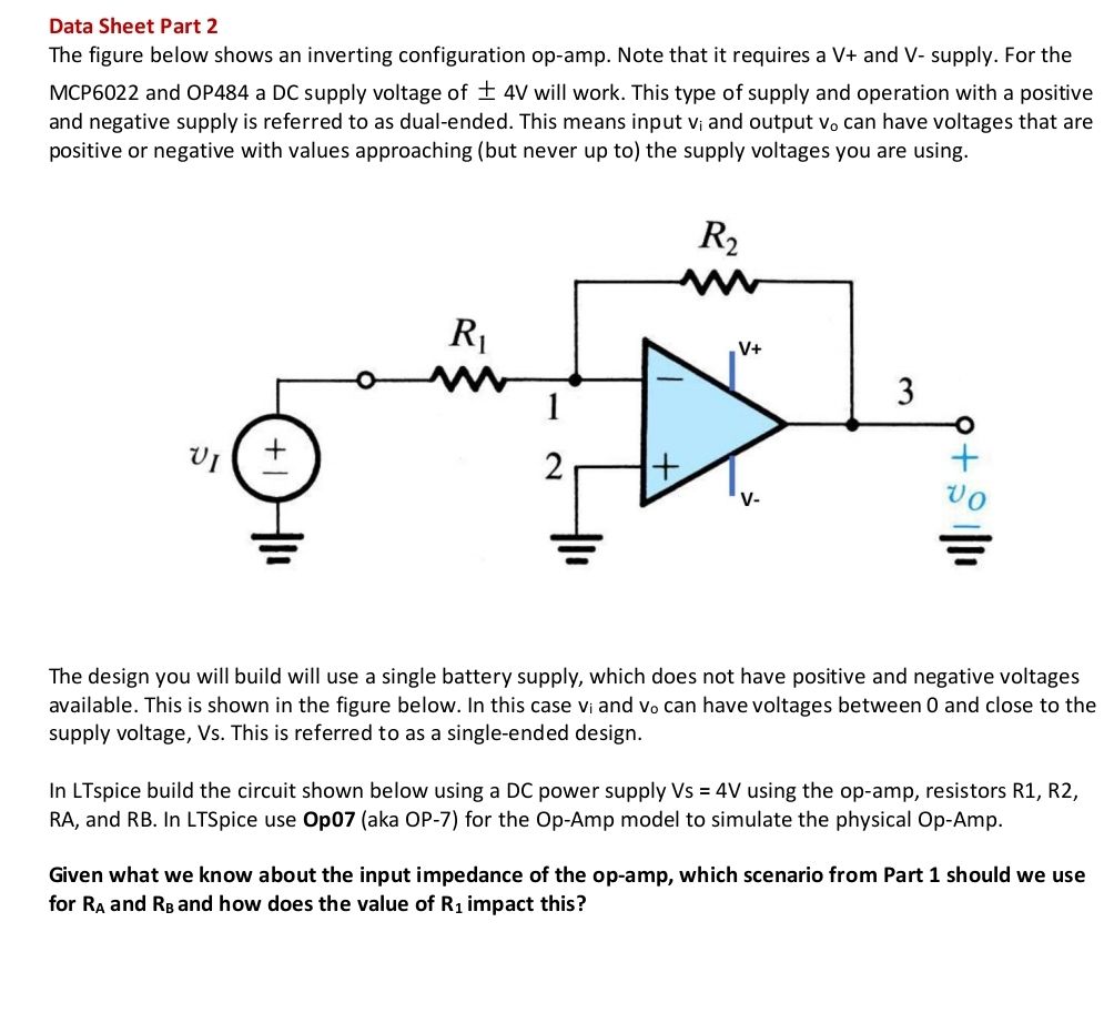 Solved Data Sheet Part 2The figure below shows an inverting | Chegg.com