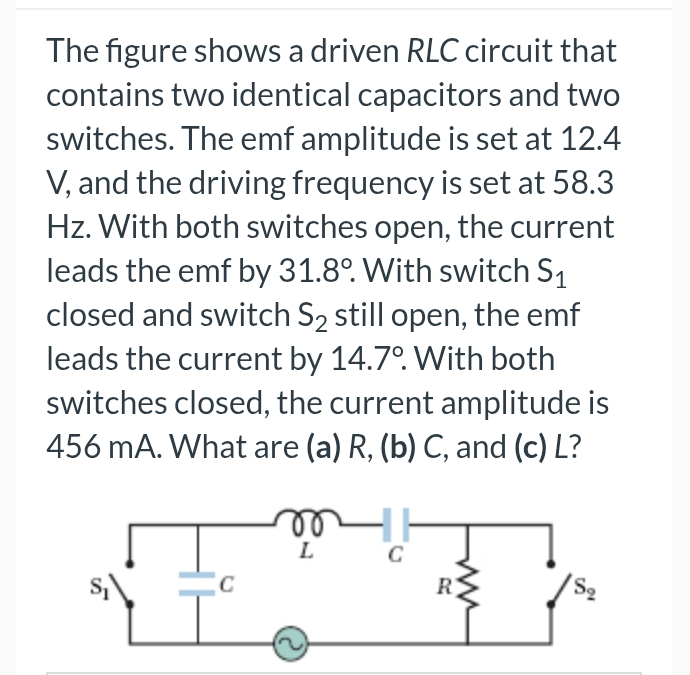 Solved The figure shows a driven RLC circuit that contains | Chegg.com