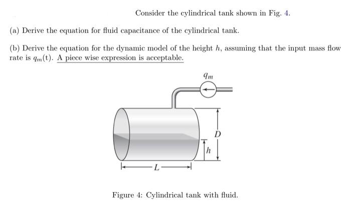 Solved Consider the cylindrical tank shown in Fig. 4. (a) | Chegg.com