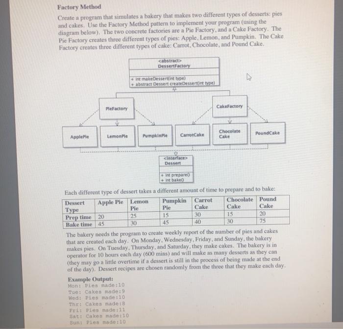 Solved Factory Method Create a program that simulates a | Chegg.com