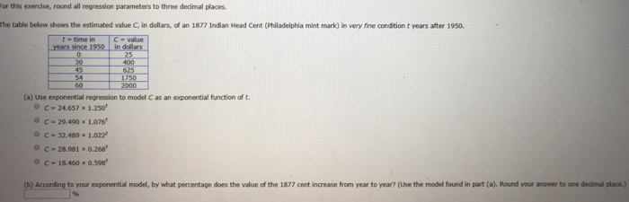 Solved For this exercise, round all regression parameters to | Chegg.com