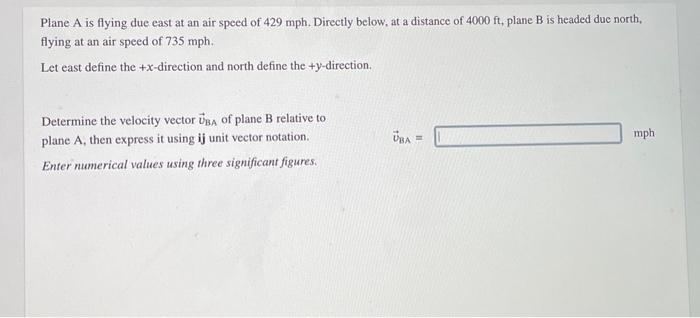 Solved Plane A is flying due east at an air speed of 429mph. | Chegg.com