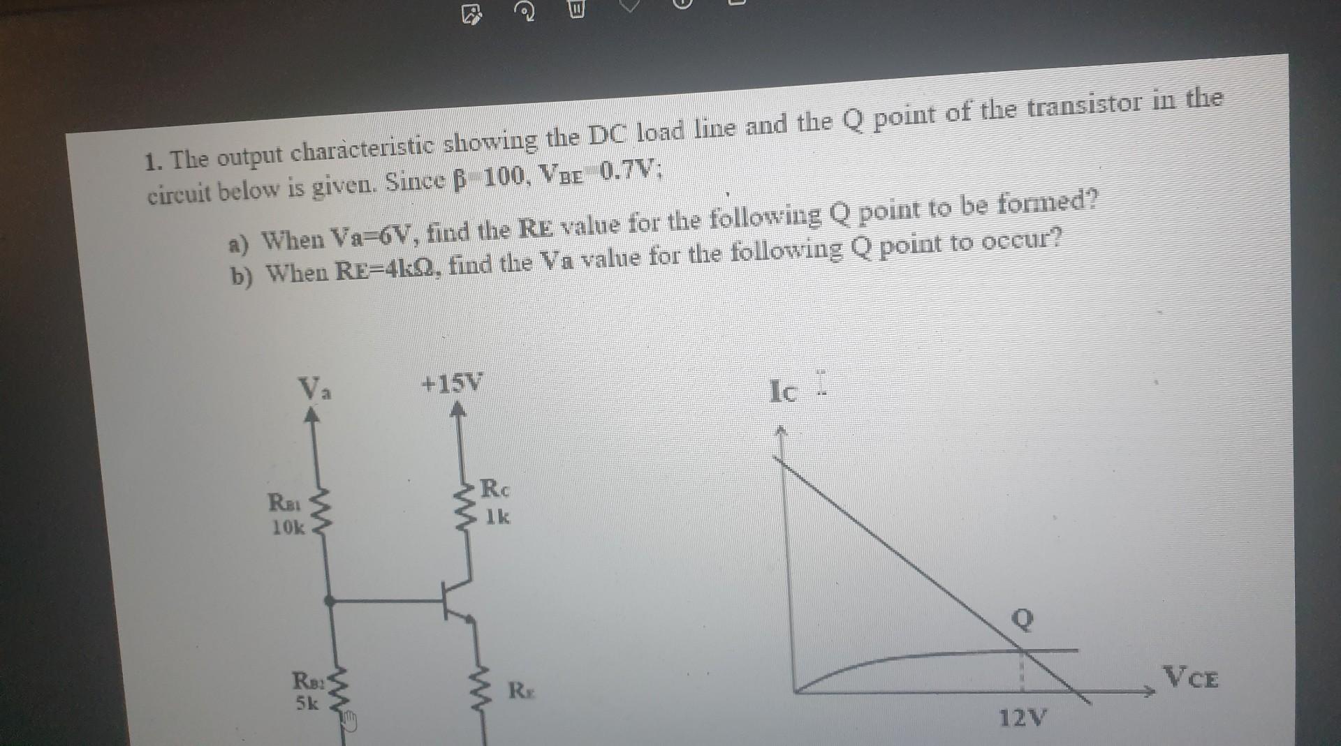 Solved 1. The output characteristic showing the DC load line | Chegg.com